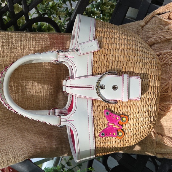 Coach | Bags | Coach Butterfly Straw Leather Tote Bag | Poshmark